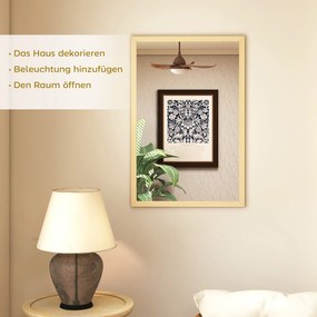 HOMCOM obdélné nástěnné zrcadlo 40 × 60 cm, rám v provedení přírodní dřevo — ideální do koupelny, obýváku nebo ložnice