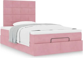 Osmanský rám postele s matracemi růžová 120x200cm samet 3313468