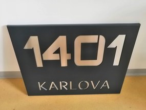Domovní číslo tabulka lakovaná 14 Velikost: 28 x 15 cm (L), Odstín: RAL 9005 - černá