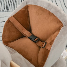 HOMCOM houpací kůň Houpací medvěd Integrovaná židle Bezpečnostní pás Funkce vrčení Šedá Hnědá