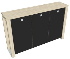 Střední skříň Verno+ 200 x 46 x 130 cm, skleněné dveře, akát / černá