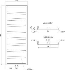 Mexen Zoom, dekorativní koupelnový radiátor 1430 x 530 mm, 477 W, bílý - W130-1430-530-00-20