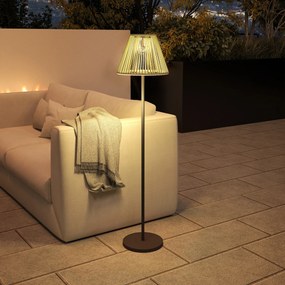 Outsunny Solární stojací lampa ratan Solární lampy se světelným senzorem 25 LED světel Solární světlo v boho stylu Ø33 x 135 cm