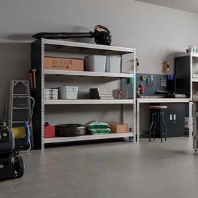 Kovový regál BULLRACK RIVET PRO 200x150x45 DTD dřevotříska 4 úrovně pozinkovaná