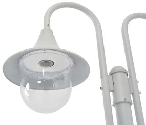 vidaXL Zahradní sloupová lampa 2 ramena E27 220 cm hliník bílá