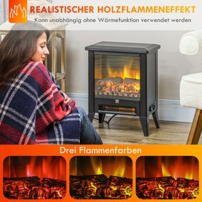 HOMCOM elektrický krb s realistickým ohnivým efektem, ochrana proti přehřátí a nízká hlučnost, 1800W, černý