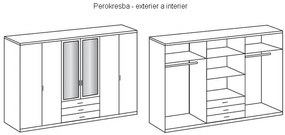 Šatní skříň Ben, 270 cm, prkenný dub/bílá