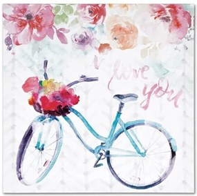 Obraz na plátně Floral bicycle, 28 x 28 cm