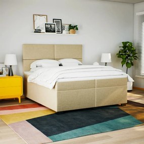 Box spring postel s matrací krémová 200x200 cm textil 3290593