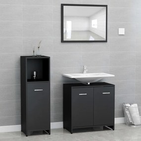 3dílný set koupelnového nábytku černý dřevotříska - Default Title