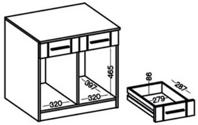 FALCO Komoda Parker 2D2S Odstín: Dub sonoma/bílá