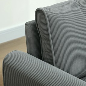 HOMCOM dvoumístná pohovka se 2 polštáři, čalouněná pohovka s extra hlubokými sedáky 54 cm, dvoumístná pohovka z manšestru, malá pohovka s dřevěným rá…