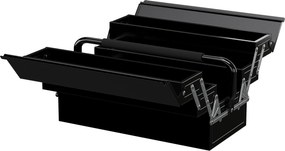 DURHAND kovový toolbox - Sada nářadí - 3 úrovně, 5 teleskopických přihrádek - Černý ocelový plech