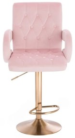 LuxuryForm Barová židle  BOSTON VELUR na zlatém talíři - světle růžová