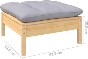8dílná zahradní souprava šedé podušky masivní borovice 3096796