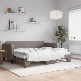 Válenda s přistýlkou a matracemi taupe 90 x 200 cm textil 3196837