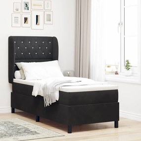 Postel s boxspringem s matrací s čelo Černý 200 x 80 cm samet 3340846