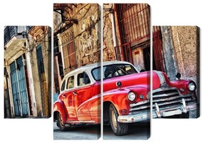 Vícedílný obraz Staré Americké Auto A Havanské Budovy Nedostatek Nedostatek Plátno Canvas 120x90
