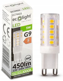 ECOLIGHT LED žárovka - G9 - 5W - 450lm - teplá bílá