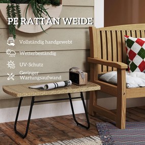 Zahradní stůl Outsunny z poly ratanového materiálu, 90 x 50 x 45 cm, UV odolný boční stůl se skleněnou deskou, obdélníkový stůl na terasu, balkonový …