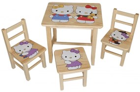 Drew-mix Dětský stůl ze dřeva se židličkami Hello Kitty Vzor 7