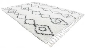 koberec UNION 3374 Diamanty, řetěz krémovo šedá střapce, Maroko Sha velikost 200x290 cm | krásné koberce cz
