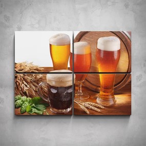 4-dílný obraz - 4 druhy piva - PopyDesign