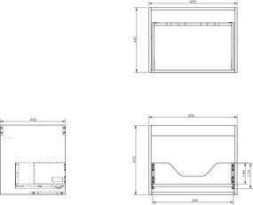 Mexen Rivel, koupelnová skříňka 60 cm s horní deskou, 1 zásuvka, drážkovaná, grafitová matná, 91A20-06047-1-BFC66
