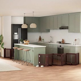 Zábrana pro psy s dvířky skládací 12 panelů hnědá 600 cm topol 3155660