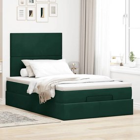 Osmanský rám postele s matracemi tmavě zelené 120x190 cm samet 3314237