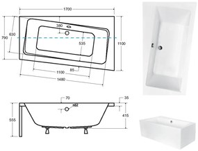 Besco Infinity 170x110 akrylátová vana Délka vany: 170cm, Orientace: Levá