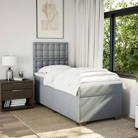 Box spring postel s matrací světle šedá 90x200 cm textil 3292685