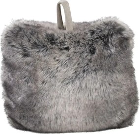 Šedá chlupatá dveřní zarážka se zlatým střapcem Wolf grey - 15*22*18cm