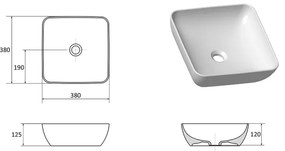 Ravak XJX01138001 - Umyvadlo na desku UNI SLIM 38x38 cm keramika/bílá