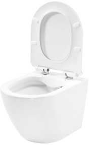 Rea Carter Rimless, závěsné WC mísa 490x370x325 mm + toaletní WC sedátko, bílá lesklá, REA-C1400