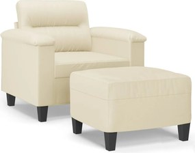 Křeslo s podnožkou krémové 60 cm umělá kůže 3201238
