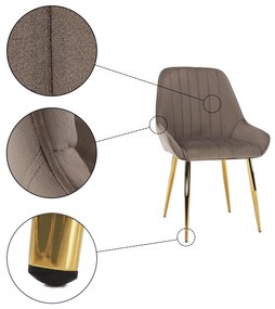 Jídelní židle LUXURY - látka Velvet, zlatý chrom / šedohnědá Taupe