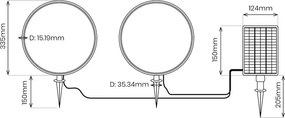 Exteriérové ​​solární zapichovací svítidlo Rings, 2x LED 1,5w, černá