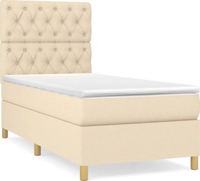 vidaXL Box spring postel s matrací 80 x 200 cm textil [3142534] Barva: krémová