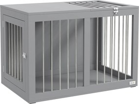 PawHut Psí Kotec Nábytek se 2 Dveřmi Ocelový Psí Kotec pro Domácnost Vnitřní Psí Dům pro Střední Psy do 20 kg Noční Stolek Psí Kotec 80 x 50 x 56,5 cm