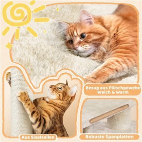 Škrabadlo pro kočky Yaheetech – béžová, 49,5 cm (délka) × 34,5 cm (šířka) × 86,5 cm (výška) (267321128287)