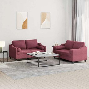 2dílná sedací souprava s polštáři vínová textil 3201824