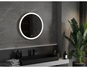 Mexen Esso, kulaté LED podsvícené koupelnové zrcadlo 70 cm, 6000K, topná podložka proti zamlžování, zlatý rám, 9825-070-070-611-50