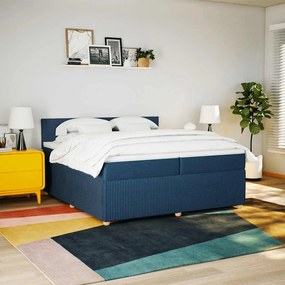 Box spring postel s matrací modrá 200x200 cm textil 3289869