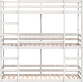 Třípatrová postel bílá 75 x 190 cm masivní borové dřevo 3284261