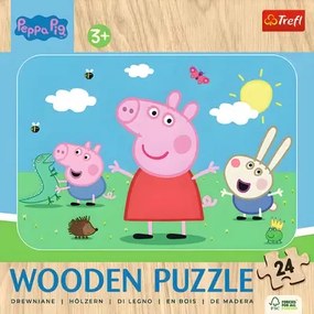 TREFL Dřevěné puzzle Prasátko Peppa / 24 dílků / 28 x 19,5 cm / od 3 l