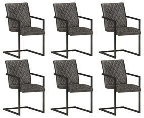Konzolové jídelní židle 6 ks šedé pravá kůže,  3060206