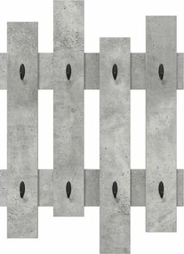 věšák, nástěnný, 4 prkna, háčky, kompozitní dřevo, 82x60x3 cm, beton šedá, Dekorino TK20260008