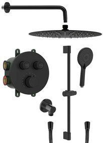 Sapho Sapho, SMART SELECT sprchový set s termostatickou baterií, 2 výstupy, posuvný držák sprchy, černá mat, RP032B-02