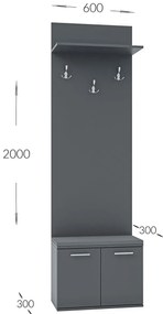 Předsíňová stěna ARMADI typ II, šířka 120 cm, dub artisan a matná bílá